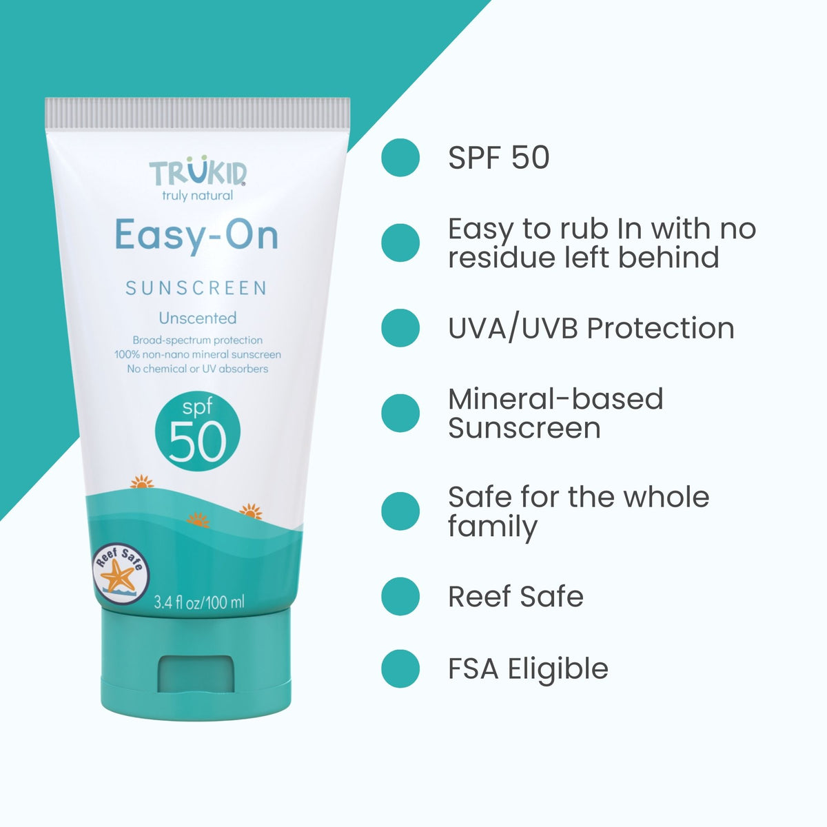 TruKid Easy On Sunscreen SPF 50 - Kids & Baby Sunscreen for Face & Body ...